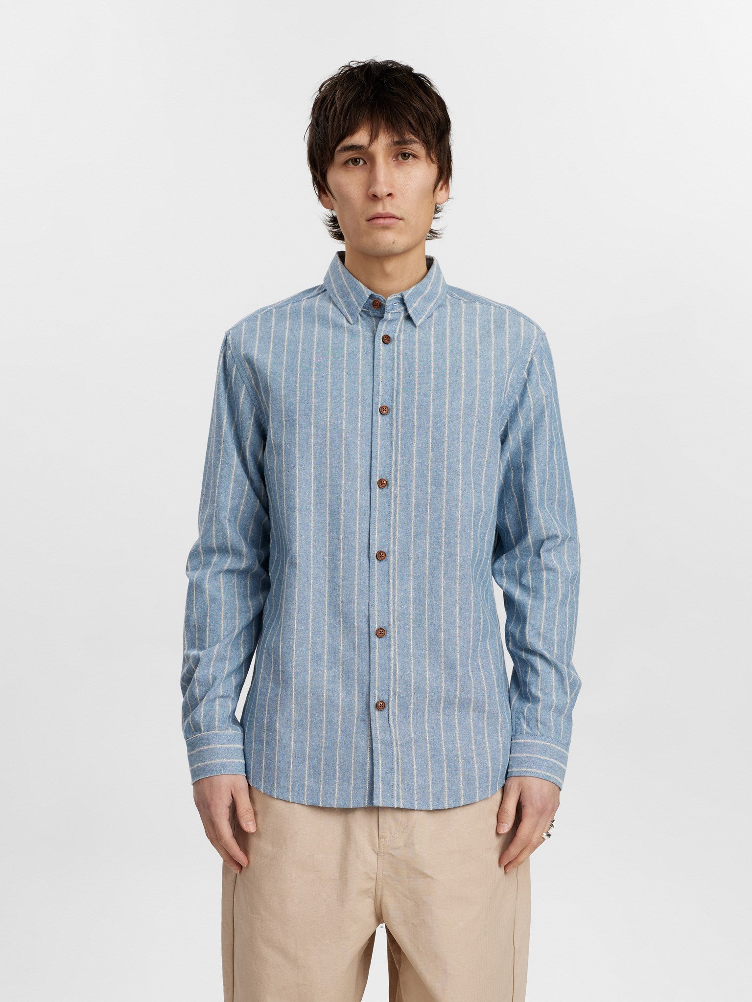 AKLEIF LS STRIPE SHIRT 3 - Cloud Blue