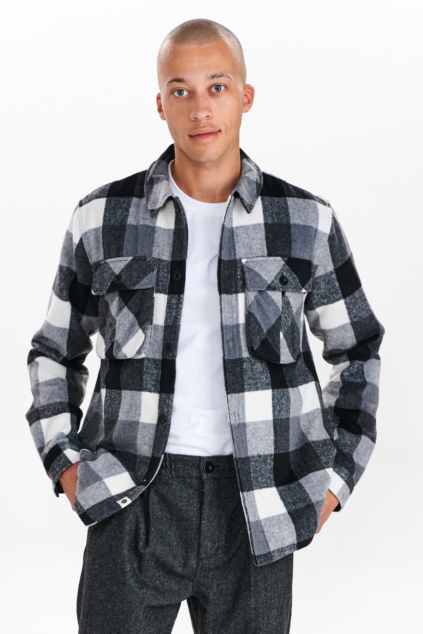 AKSIGURD CHECKED LUMBER JACKET - Dark grey mel