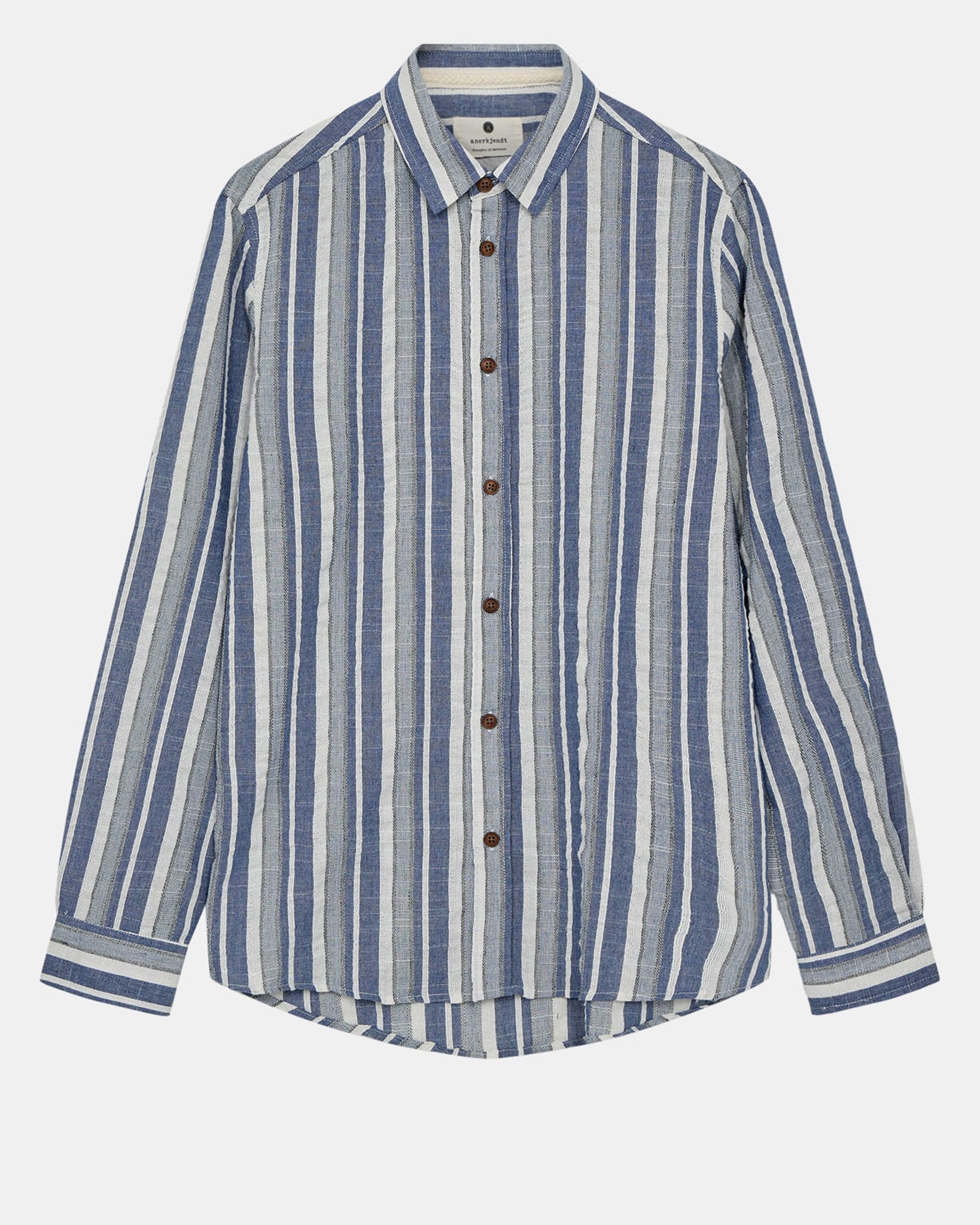 AKLEIF L/S COT STRIPE - Indian Teal
