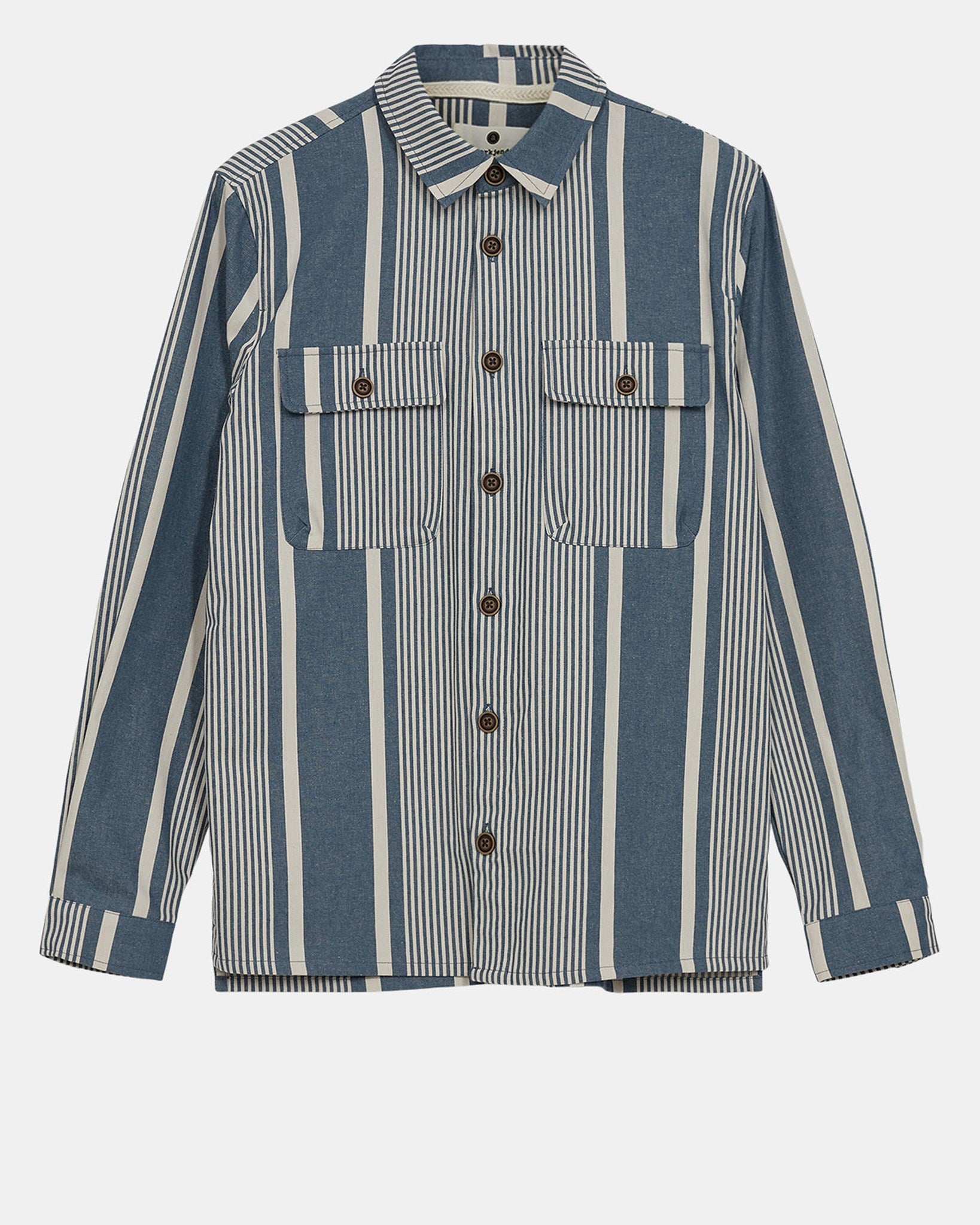 AKOSCAR STRIPED OVERSHIRT - Indian Teal