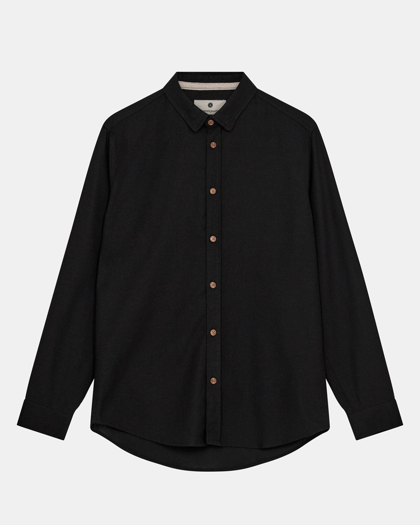 AKLEIF L/S COT/LINEN SHIRT - Caviar